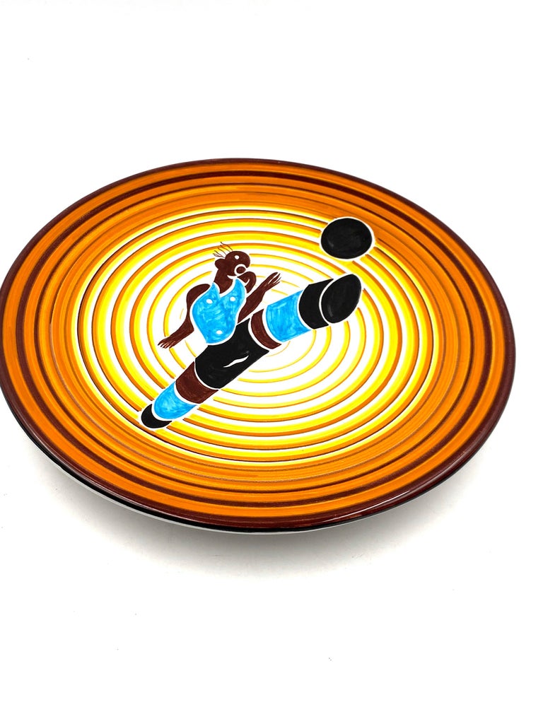 Dante Baldelli, Futurist "Soccer Player" Plate, Reproduced by Fictilia ...