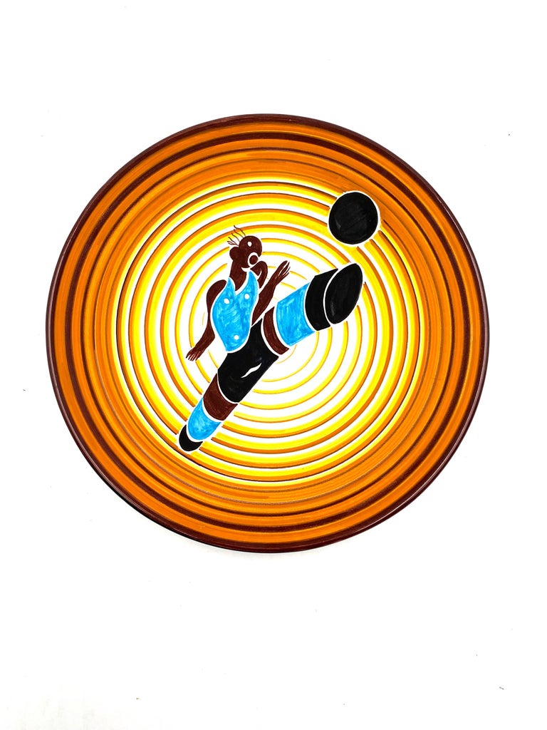 Dante Baldelli, Futurist "Soccer Player" Plate, Reproduced by Fictilia ...