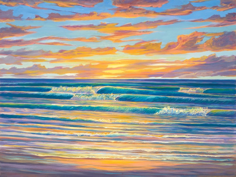Dante Rondo - Carmel Beach Sunset Surf - Landscape Painting - Oil On ...