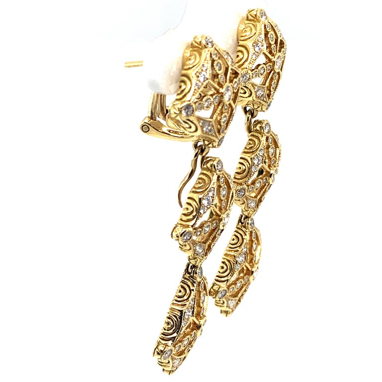 Danuta Detachable Dangling 18 Karat Yellow Gold Diamond Earrings For ...