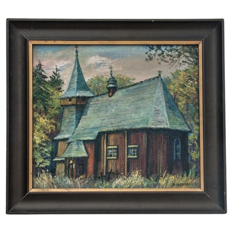 Danuta Matyjasik, painting "Church"., Poland, 1992. For Sale at 1stDibs