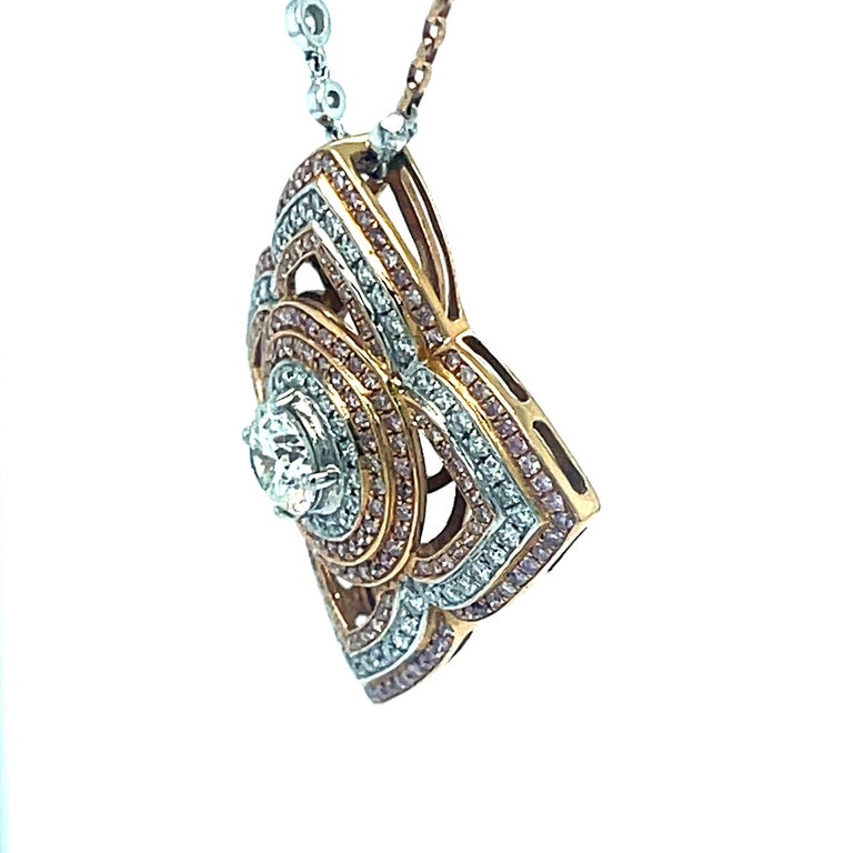 Danuta Not Enhanced Fancy Pink Diamond Necklace Detachable Chain Rose ...