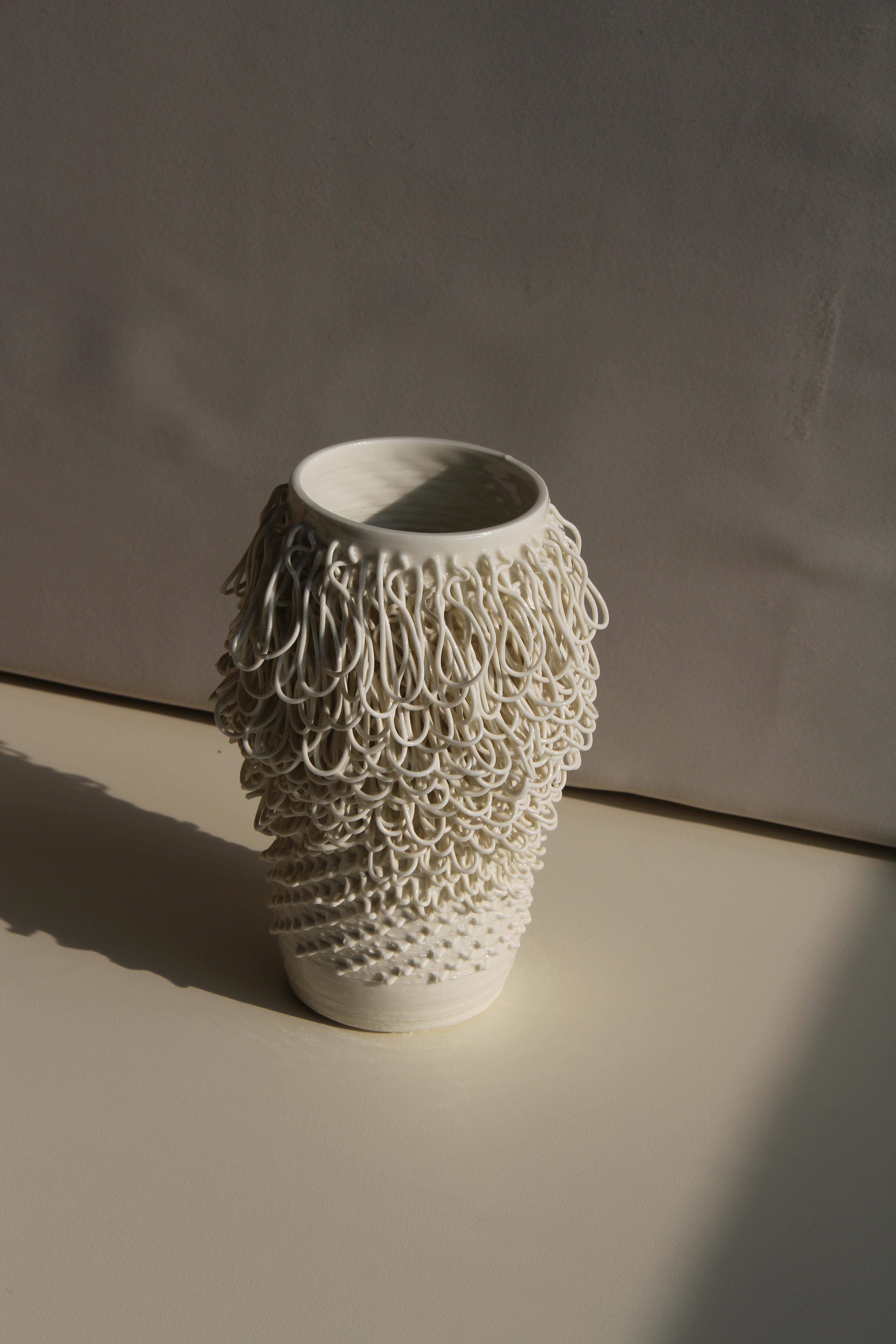 White 3D Printed Porcelain Danzia Vase Italy Contemporary 21st Century ...