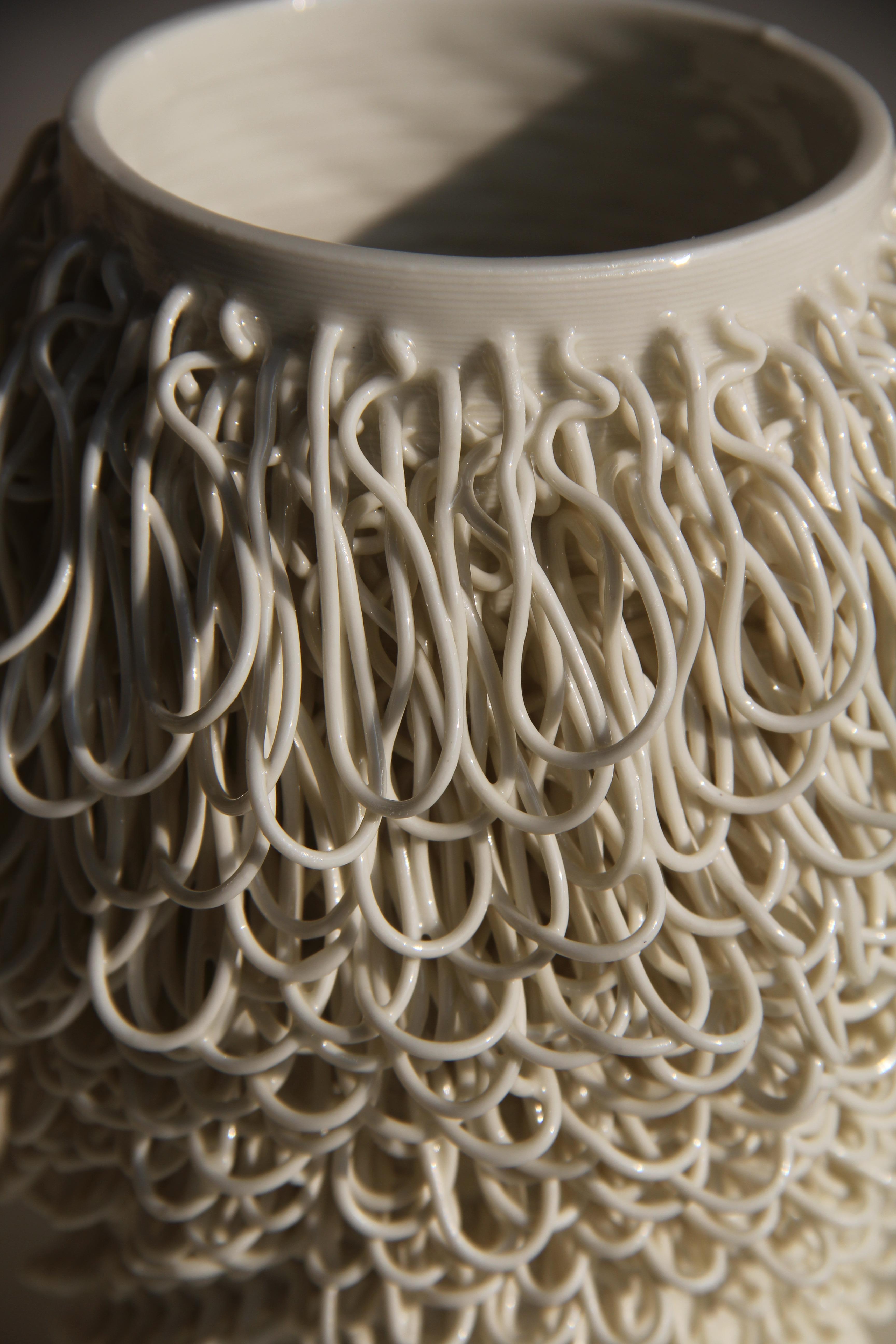 White 3D Printed Porcelain Danzia Vase Italy Contemporary 21st Century ...