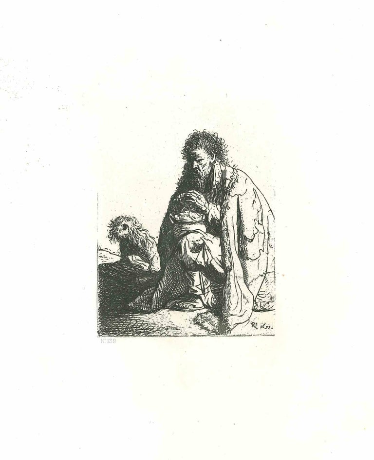 Charles Amand Durand - Seated Beggar and His Dog - Etching after ...