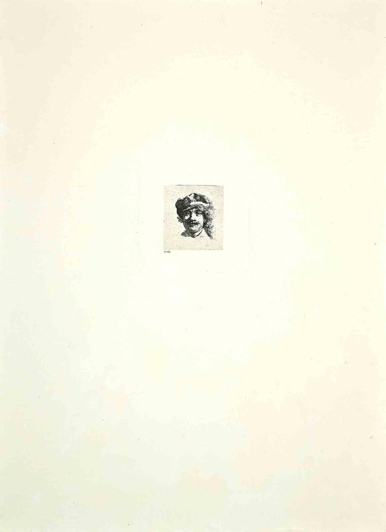 Charles Amand Durand - Self-Portrait Wearing a Soft Cap - Engraving after Rembrandt - 19th ...