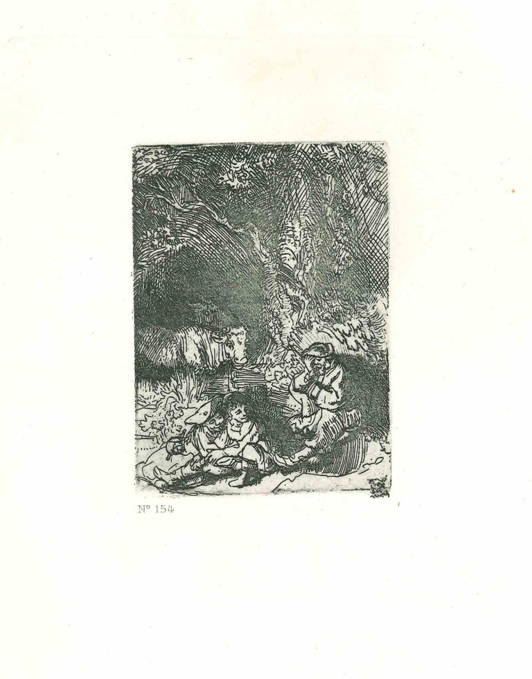 Charles Amand Durand - The Sleeping Herdsman - Engraving after ...