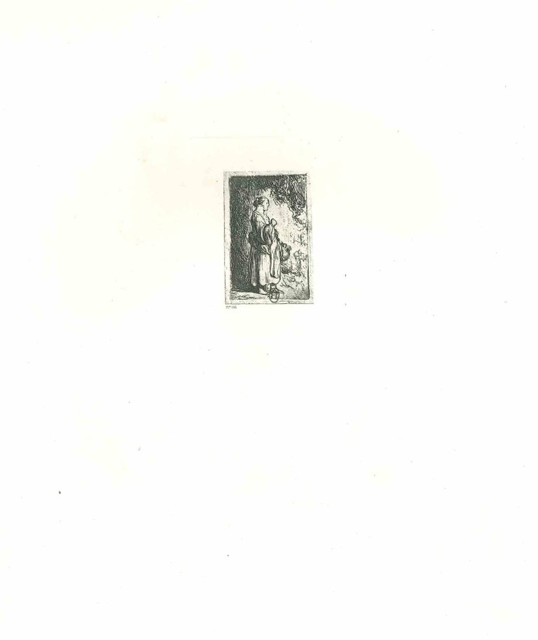Woman with Bundle - Etching after Rembrandt - 19th Century For Sale at ...