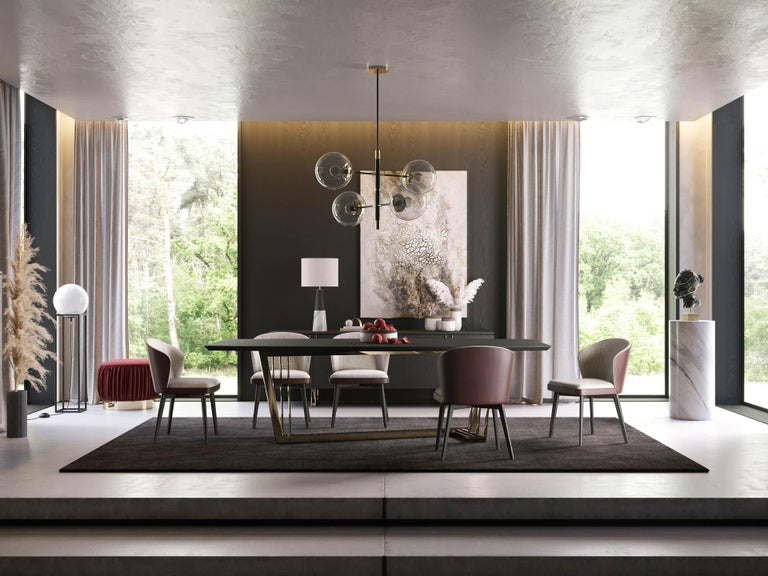 Contemporary aesthetic dining table in wood veneer For Sale at 1stDibs
