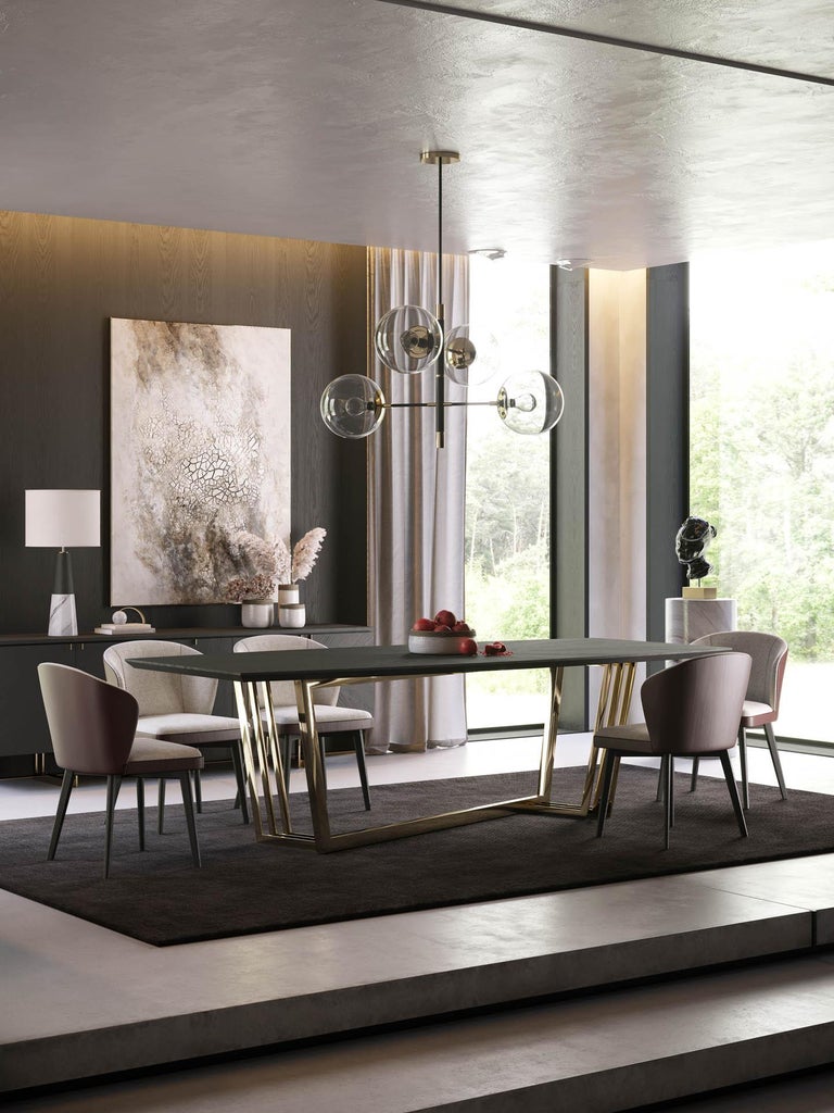 Contemporary aesthetic dining table in wood veneer For Sale at 1stDibs