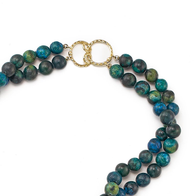 Daria de Koning Long Amethyst Cabochon, Azure-Malachite Bead Necklace ...