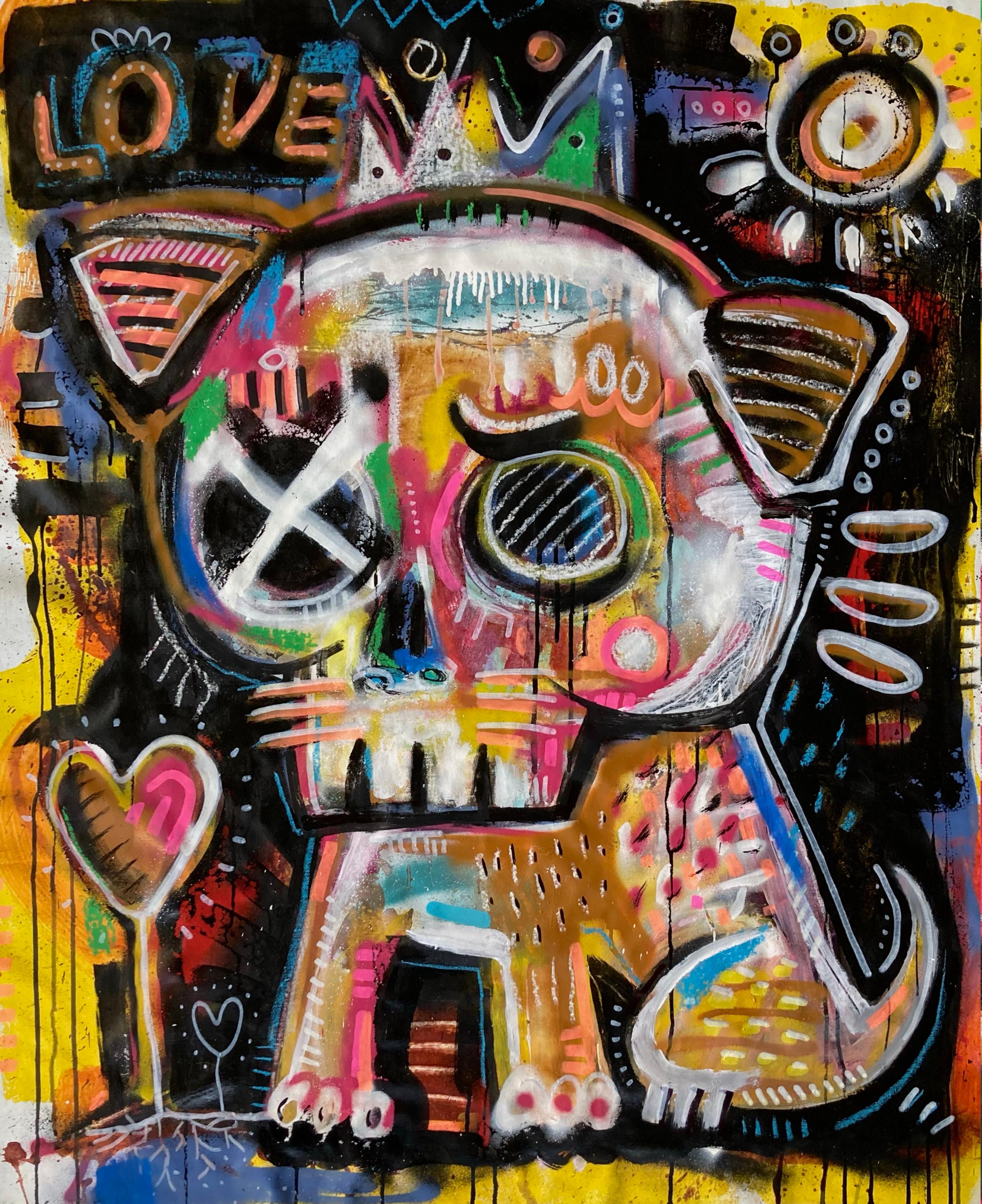 Scott Harbison - Outsider Art, Acrylic Painting: 'Feed' For Sale at 1stDibs