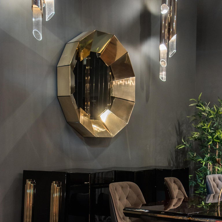 Darian Smoked Glass Mirror with Gold-Plated Brass Frame For Sale at ...