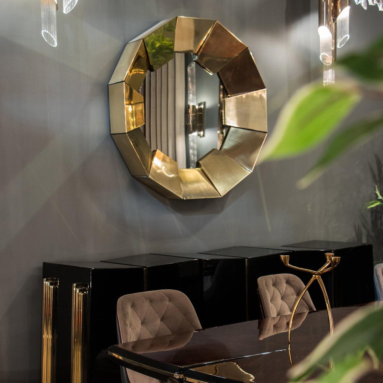 Darian Smoked Glass Mirror with Gold-Plated Brass Frame For Sale at ...