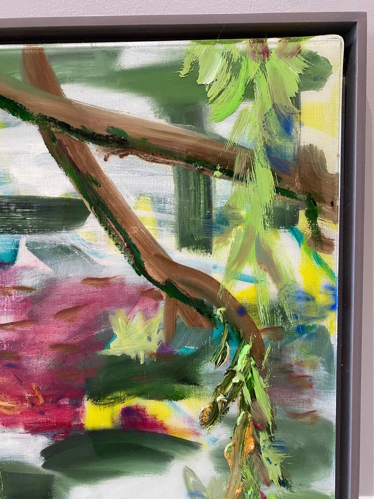 Darius Yektai - Green Lilies, Magenta Barn For Sale at 1stDibs