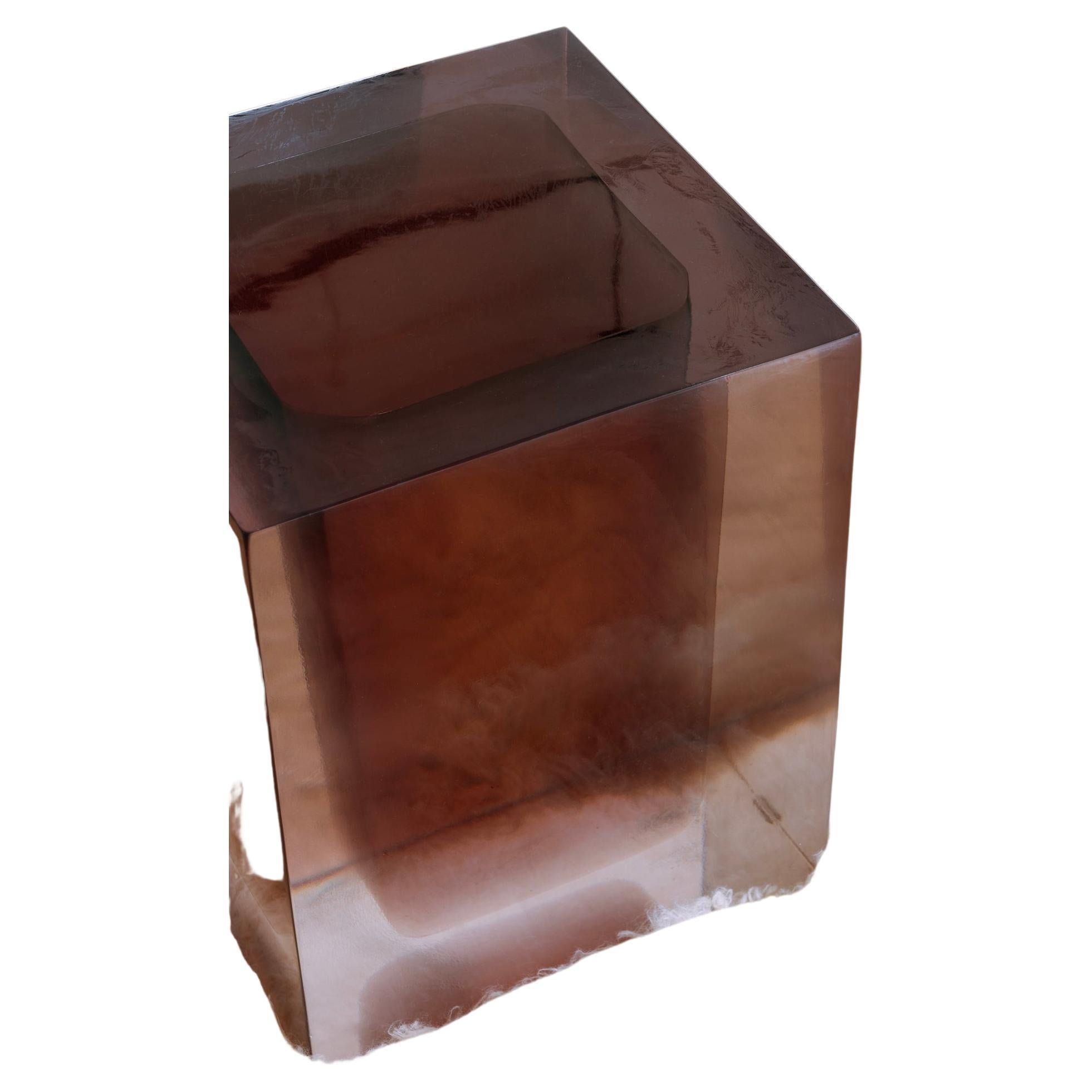 Dark and Stormy, Clear and Amber Colored Resin Side Table For Sale at ...