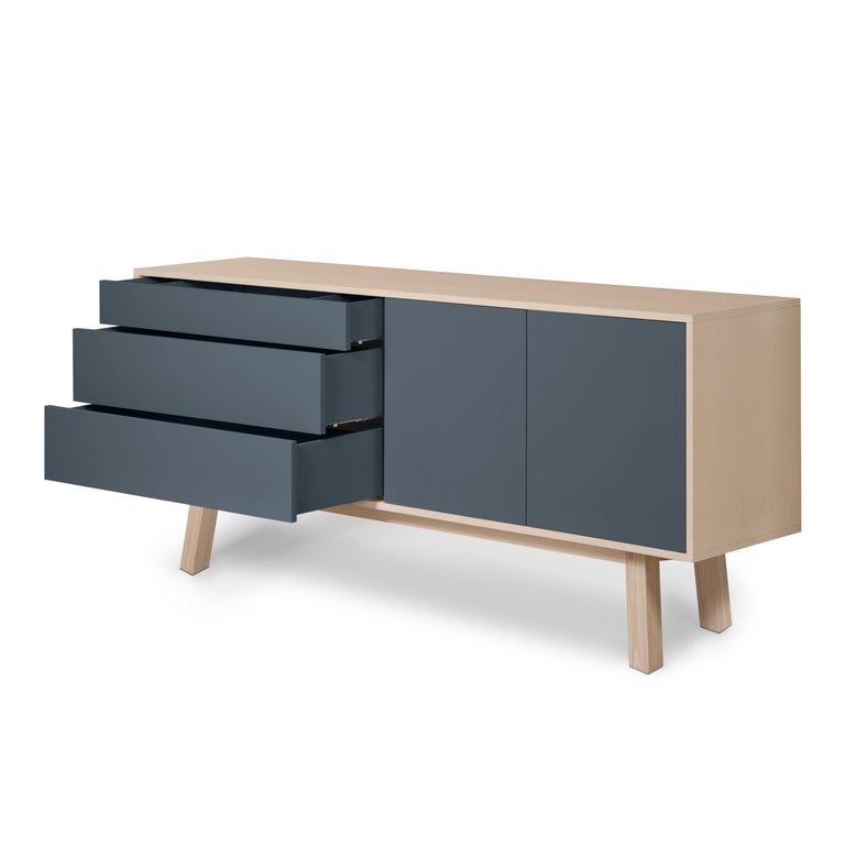 Dark Blue 2 -Door 3-Drawer High Sideboard, Design Eric Gizard, Craft ...