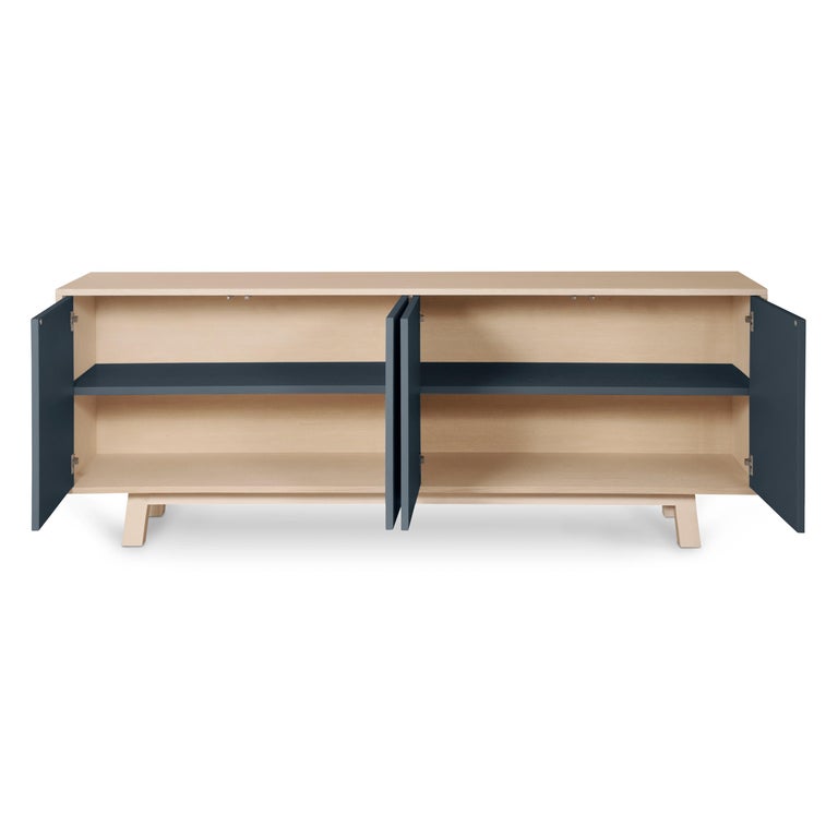 Dark Blue 4-Door Sideboard, Design Eric Gizard, Paris, Made in France ...