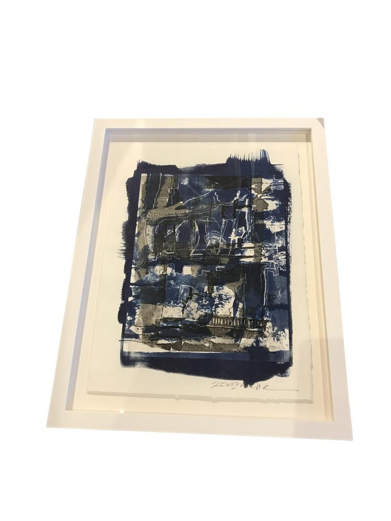 Dark Blue and White Print by American Artist Sandra Constantine ...