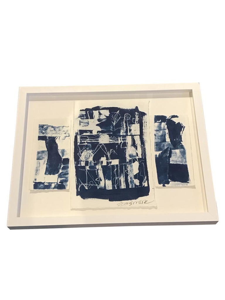 Dark Blue and White Print by American Artist Sandra Constantine ...