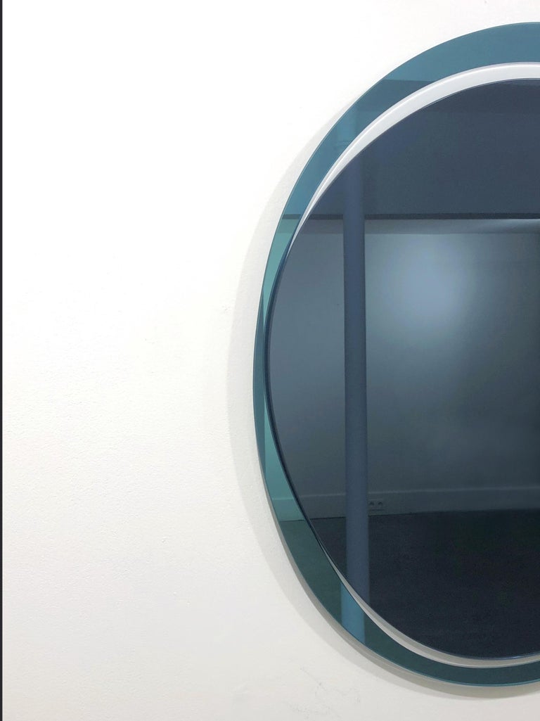 Dark Blue Eclipse X-Large Hand-Sculpted Mirror, Laurene Guarneri For Sale at 1stDibs