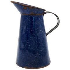 Dark Blue Enamel Cast Pitcher For Sale at 1stDibs | blue enamel pitcher