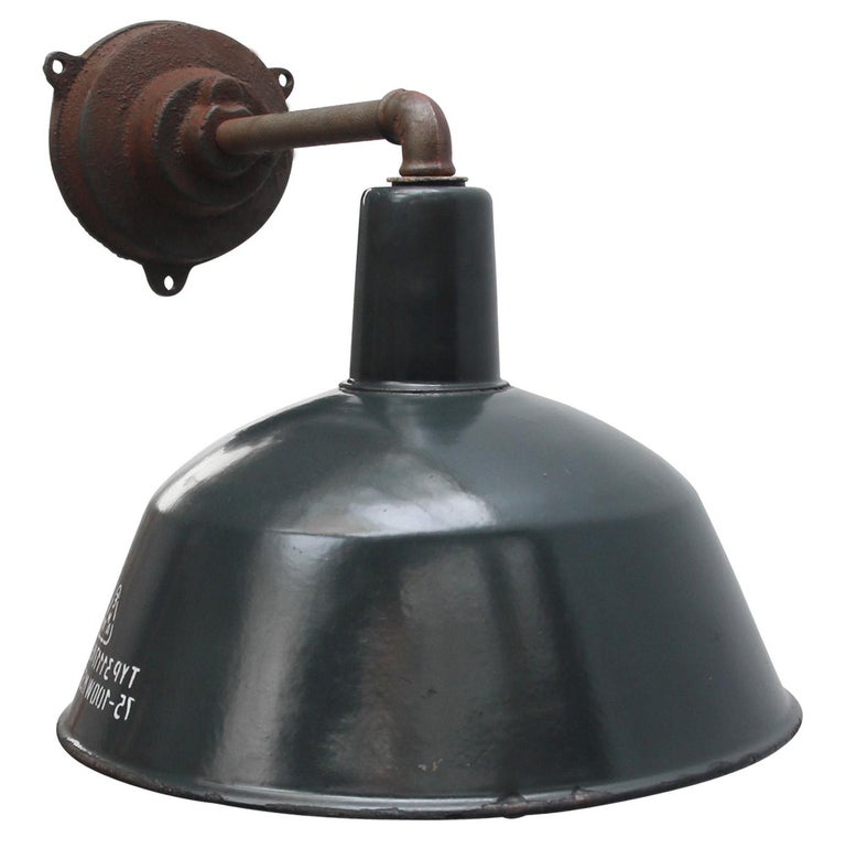 Dark Blue Enamel Vintage Industrial Cast Iron Factory Wall Lights ...