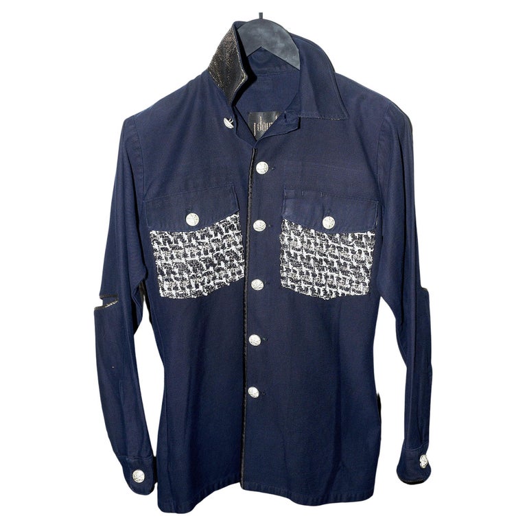 Dark Blue Military Jacket Silver Buttons Tweed Pockets Gold Collar J ...