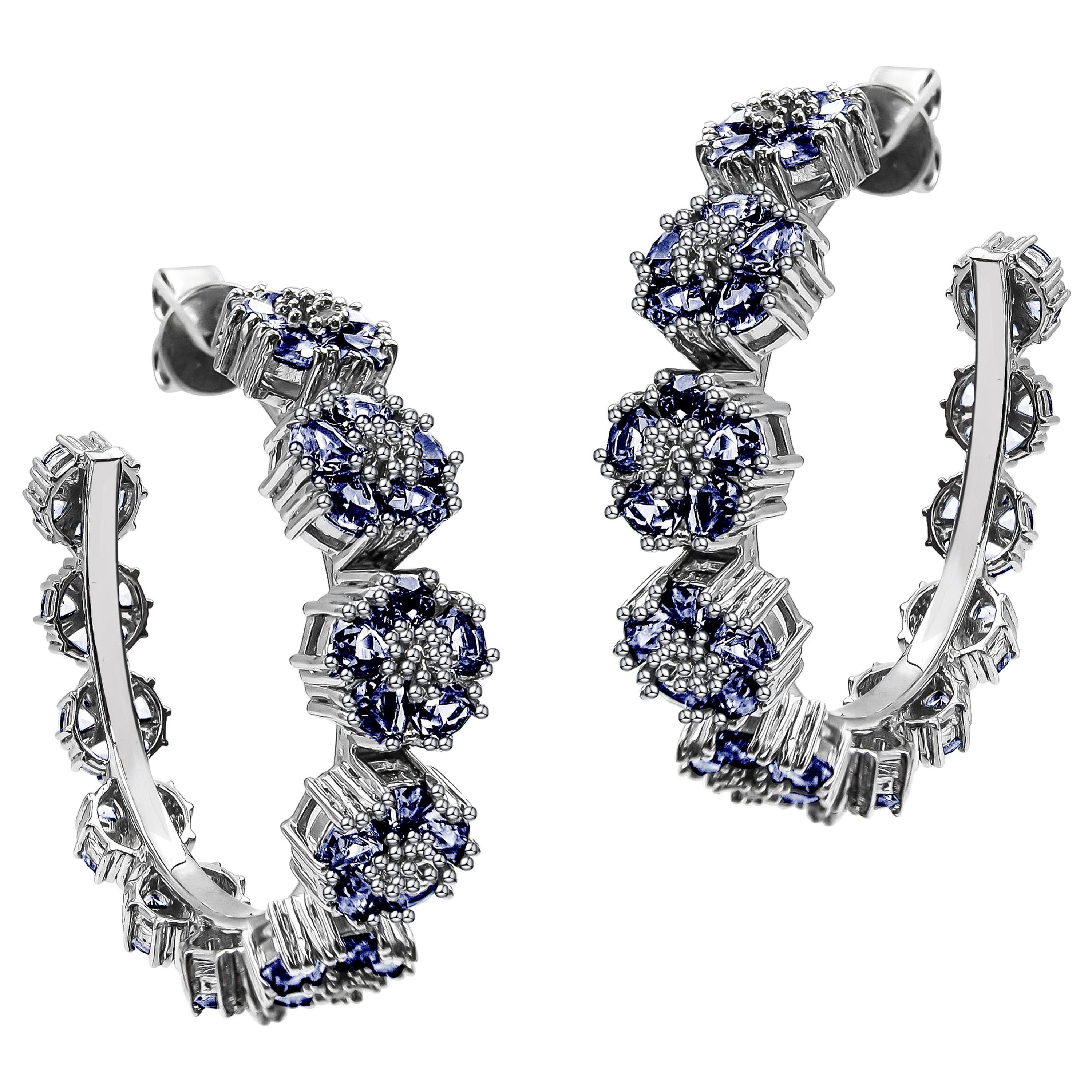 White Topaz Blossom Gentile Medium Gemstone Hoops For Sale at 1stDibs