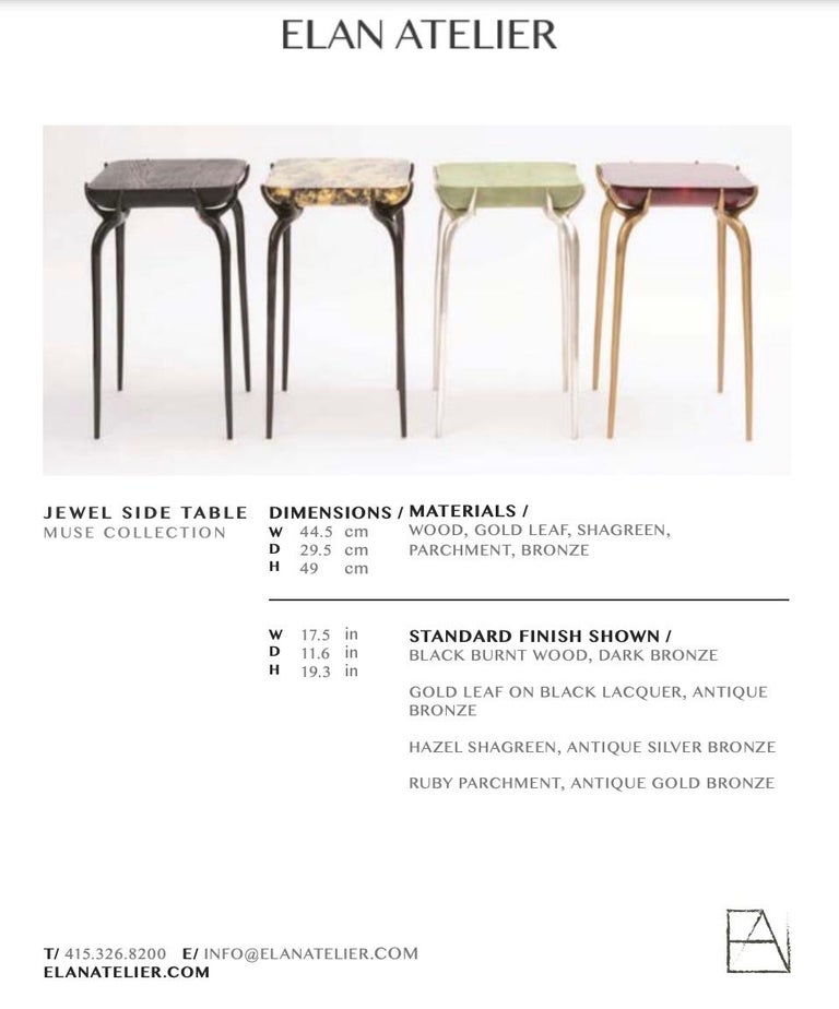 Dark Bronze Jewel Side Table with Burnt Oak Top by Elan Atelier in Stock For Sale at 1stDibs