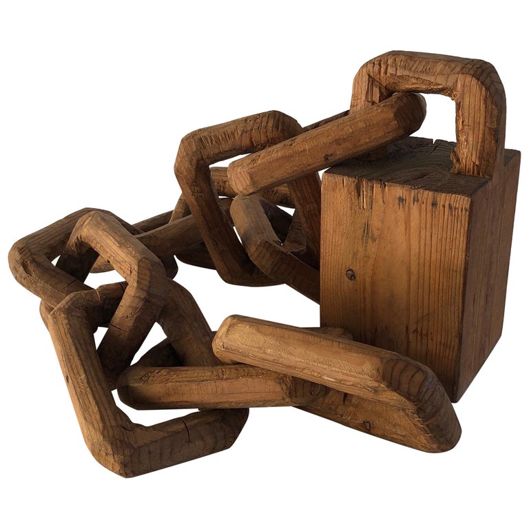 Dark Brown Handcarved Wood Chain Link For Sale at 1stDibs