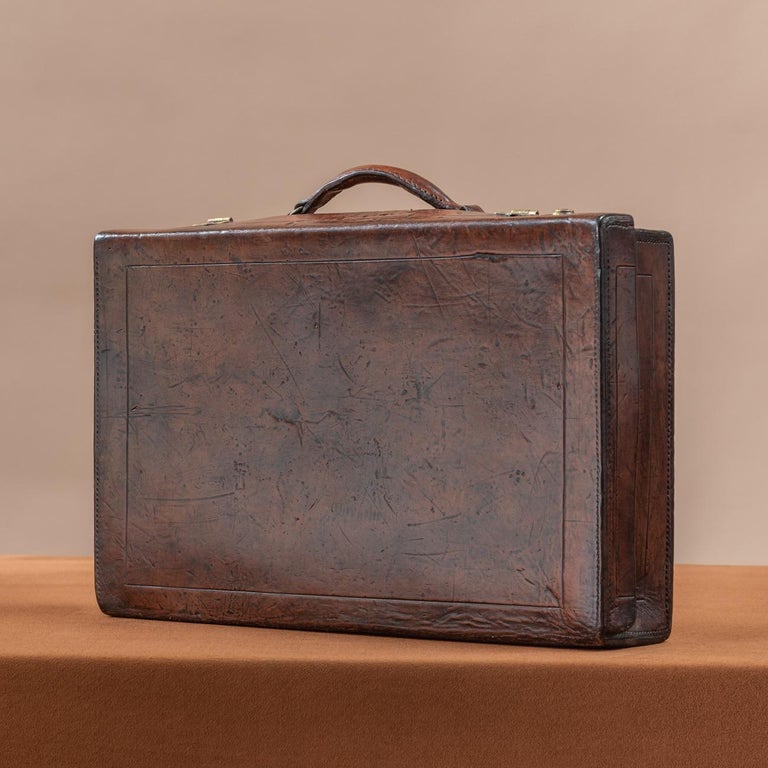 Dark Brown Leather Attaché Case, circa 1915 For Sale at 1stDibs