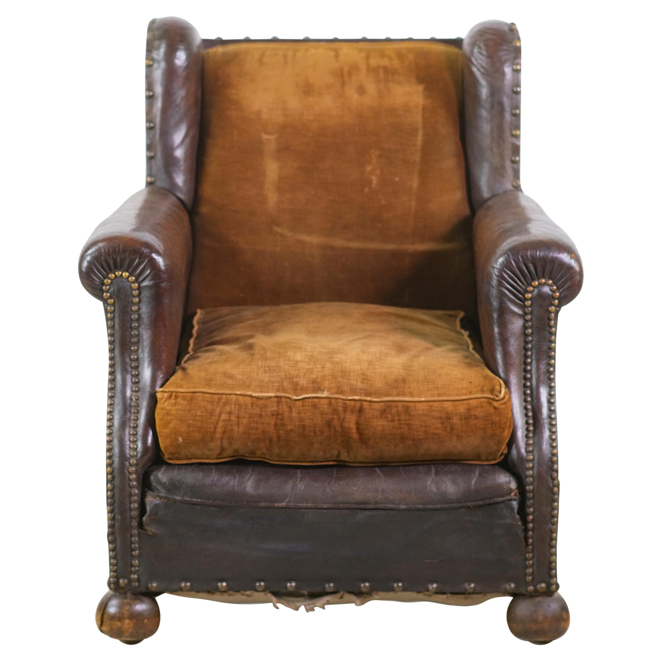 1970s Italian Club Chair with Bolster Cushions and Brass Profile For ...