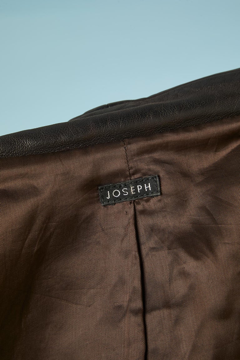 Dark brown leather jacket Joseph For Sale at 1stDibs