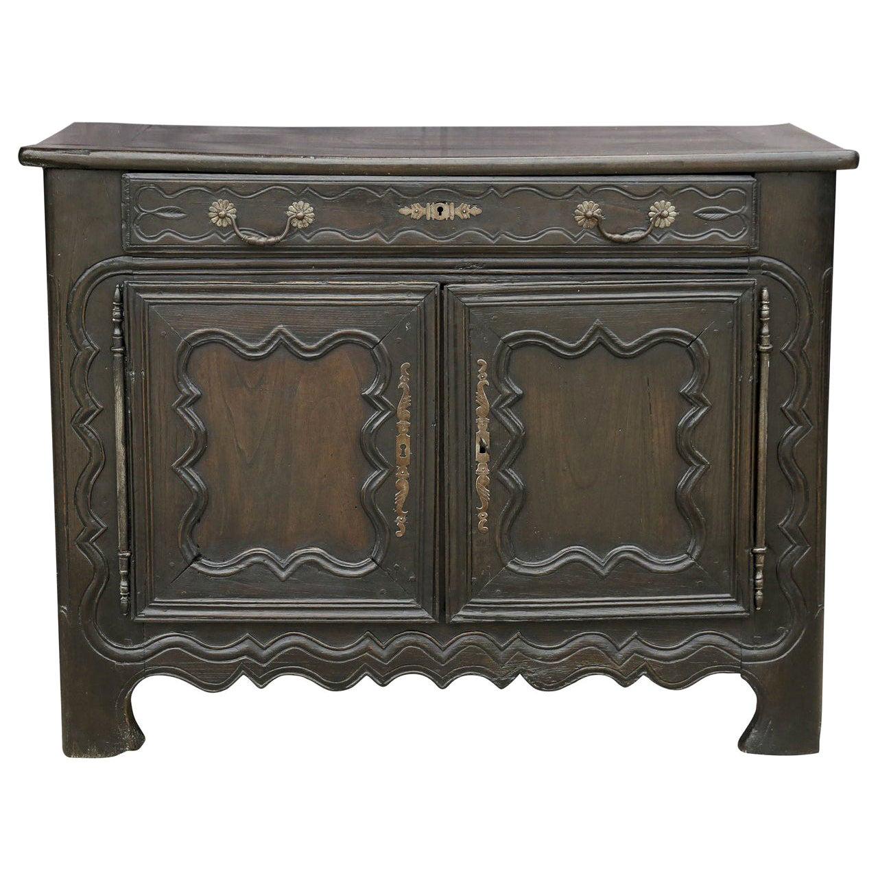 Dark Brown Oak French Buffet For Sale at 1stDibs