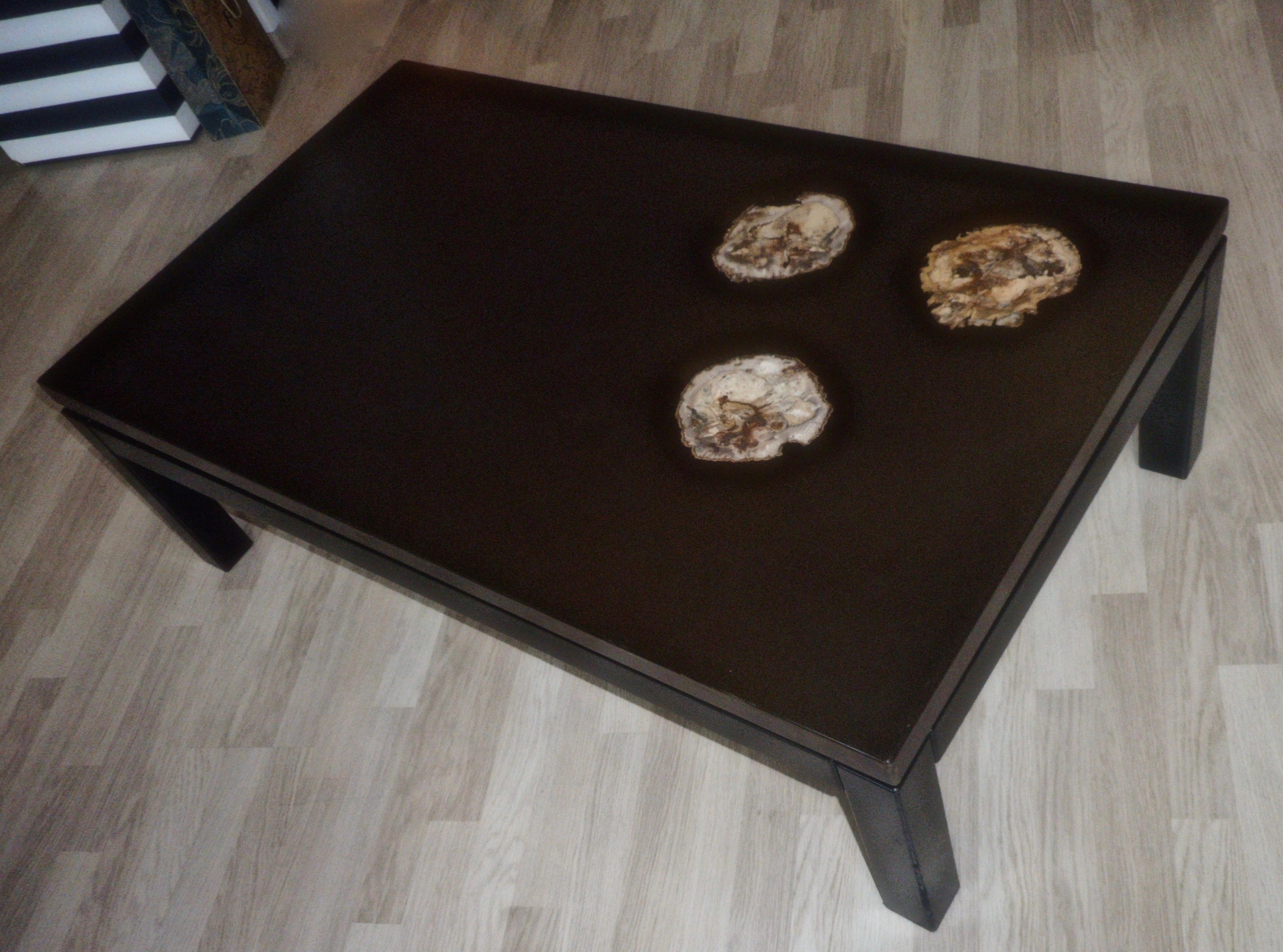 Dark Brown Resin Table with Petrified Wood Inclusions, Belgium, 1970 at ...
