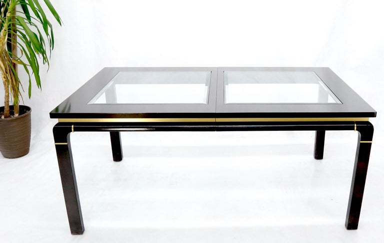 Dark Burl Wood Glass Top Inserts Two Extension boards Leaves Dining ...