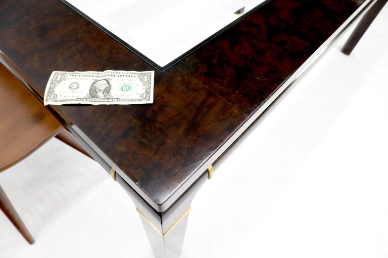 Dark Burl Wood Glass Top Inserts Two Extension boards Leaves Dining ...