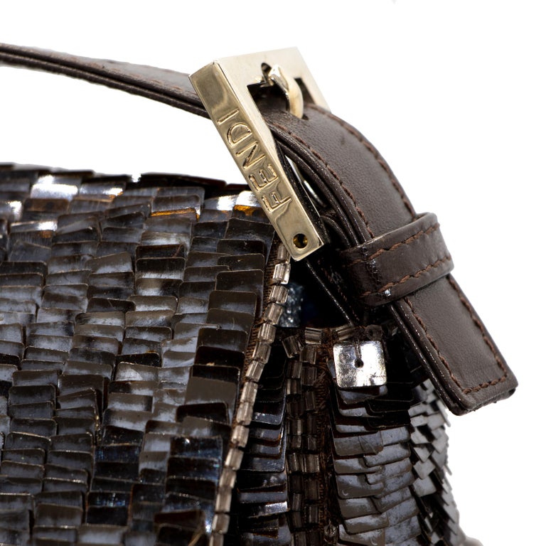 Dark Chocolate Brown Fendi Sequence Handbag with Strap at 1stDibs ...