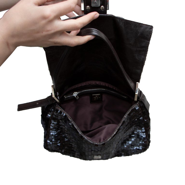 Dark Chocolate Brown Fendi Sequence Handbag with Strap at 1stDibs ...