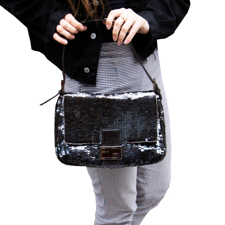 Dark Chocolate Brown Fendi Sequence Handbag with Strap at 1stDibs ...