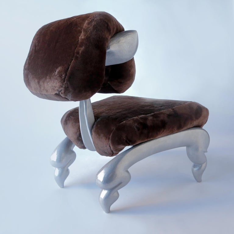 Dark Dolly ‘Sheep’ Lounge Chair, Cast Aluminum, Shearling, Jordan Mozer ...