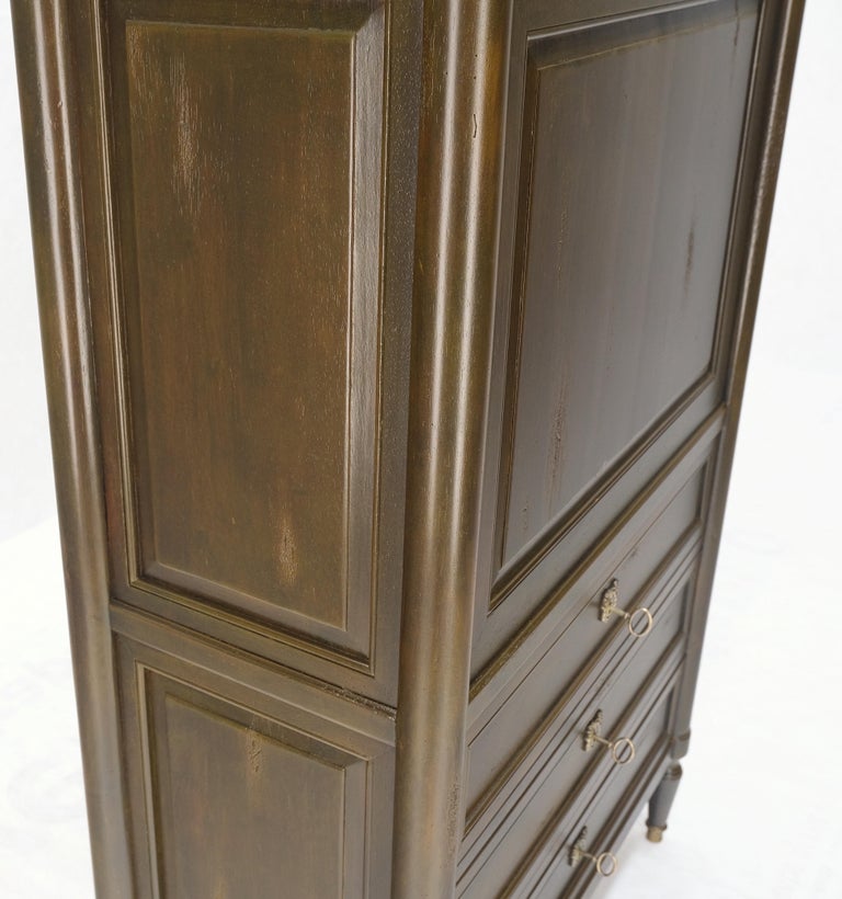 Dark Golden Olive Drop Front Secretary Desk High Chest Drawers Dresser ...