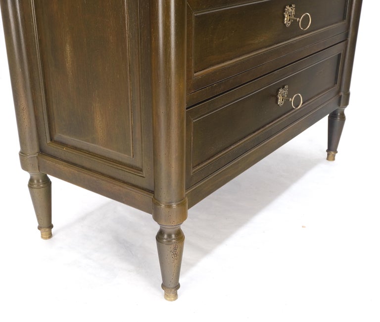 Dark Golden Olive Drop Front Secretary Desk High Chest Drawers Dresser ...