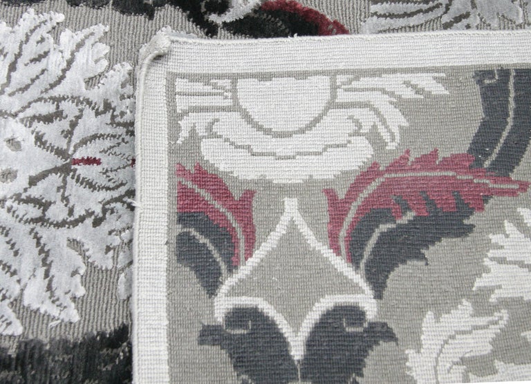Dark Gray Damask-Look Area Rug For Sale at 1stDibs | gray damask rug ...