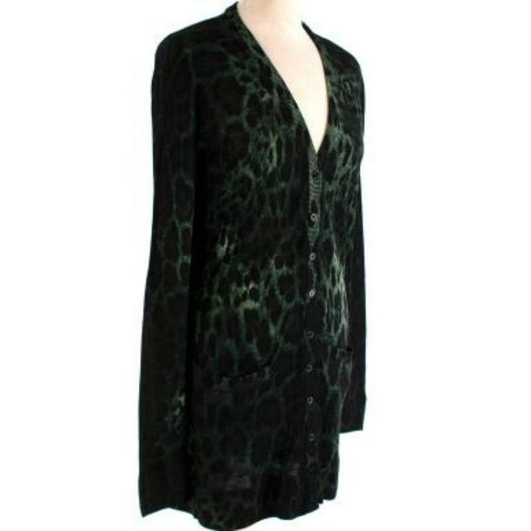dark green leopard print cotton cardigan For Sale at 1stDibs