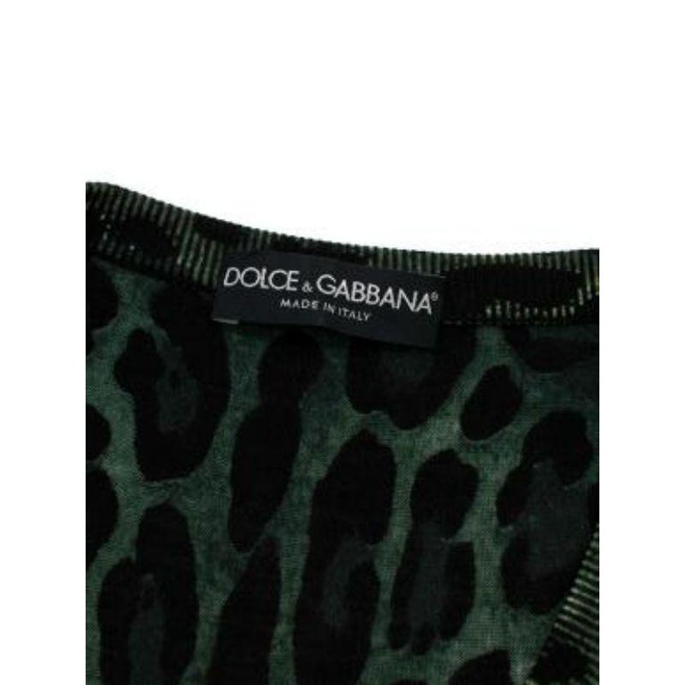 dark green leopard print cotton cardigan For Sale at 1stDibs