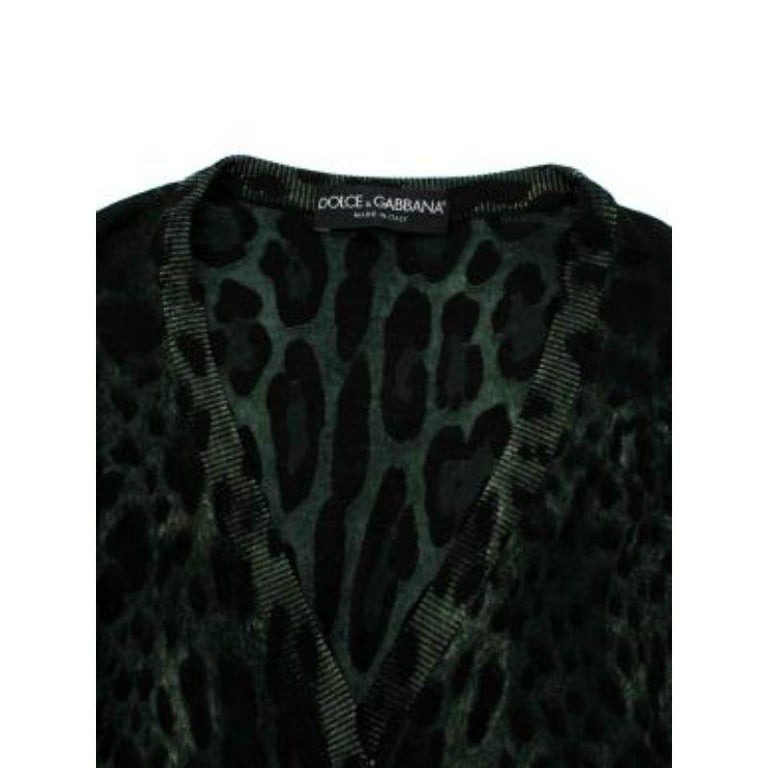 dark green leopard print cotton cardigan For Sale at 1stDibs