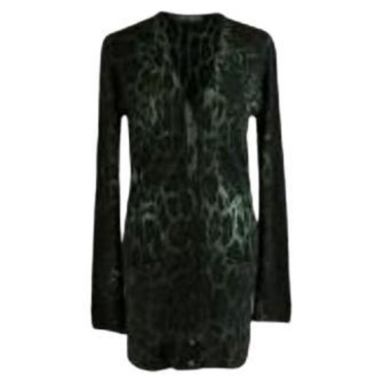 dark green leopard print cotton cardigan For Sale at 1stDibs