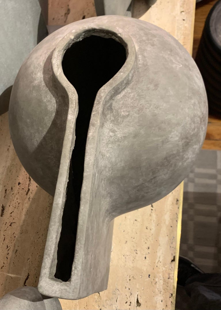 Dark Grey Offset Handle Danish Design Ceramic Vase, Contemporary For ...